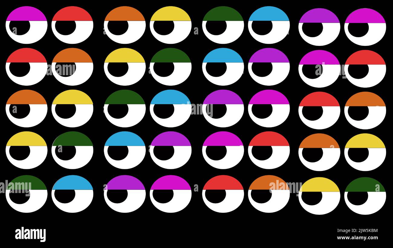 A pattern of eyes with the color of eyelid in rainbow spectrum Stock ...