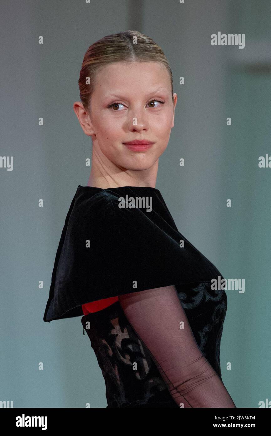 Mia Goth arriving at the Pearl Premiere during the 79th Venice ...