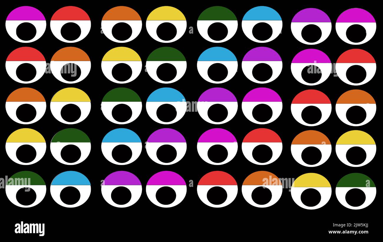 A pattern of eyes with the color of eyelid in rainbow spectrum Stock ...