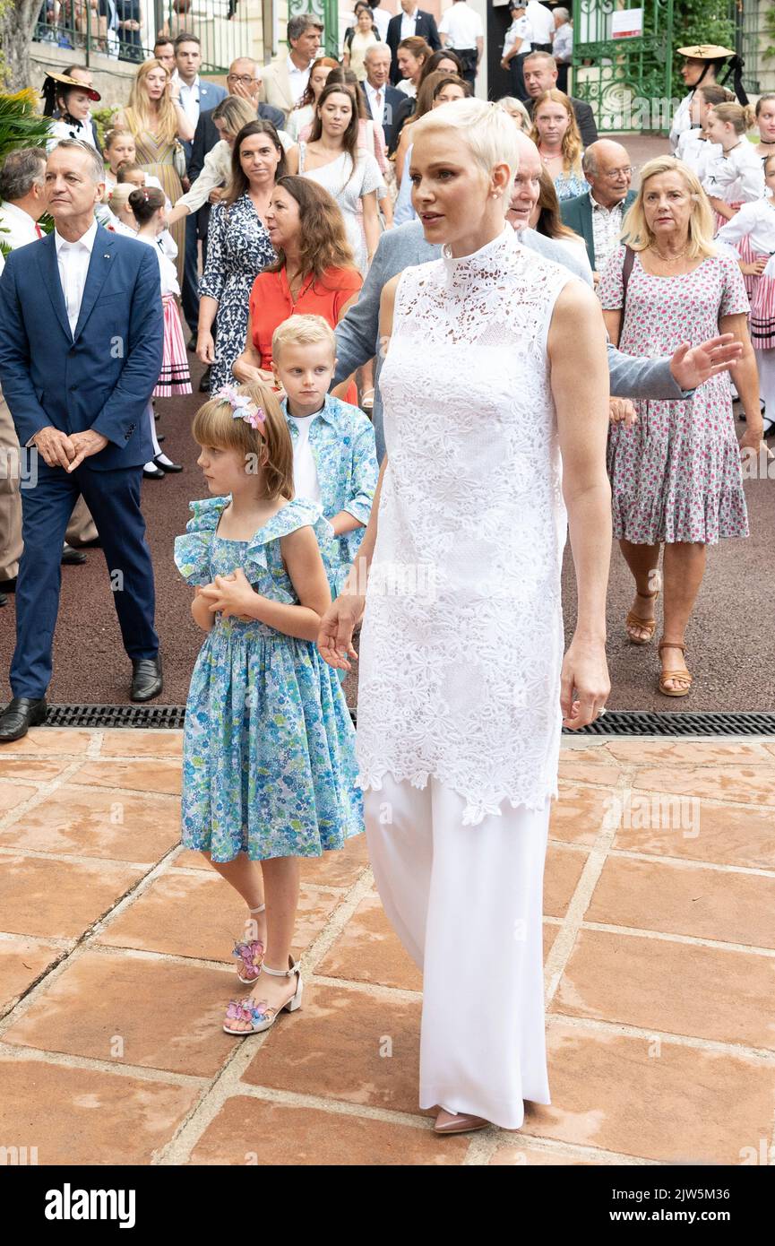 Princess Charlene of Monaco and Princess Gabriella of Monaco attend the ...