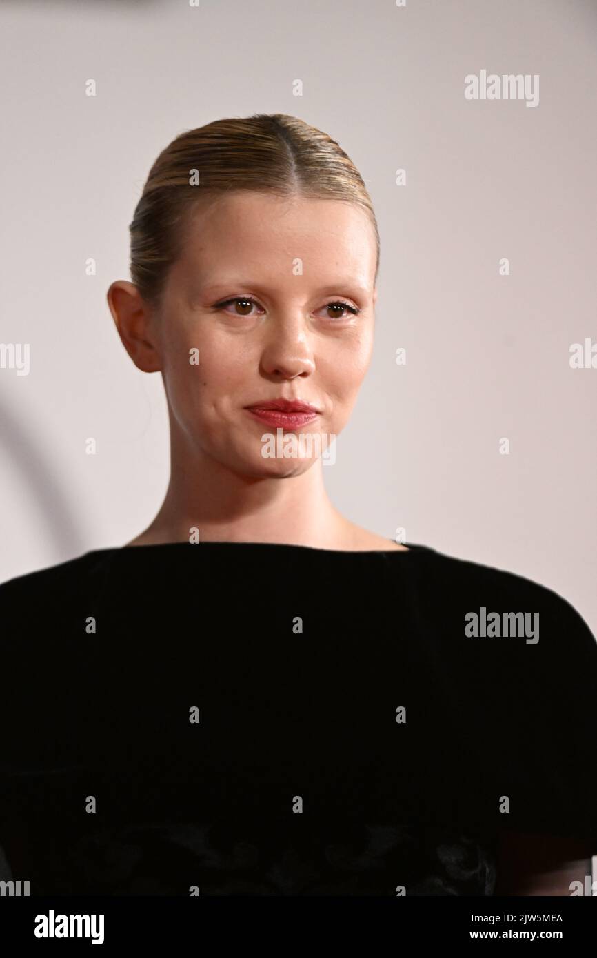 Mia Goth attends the "Pearl" red carpet at the 79th Venice ...