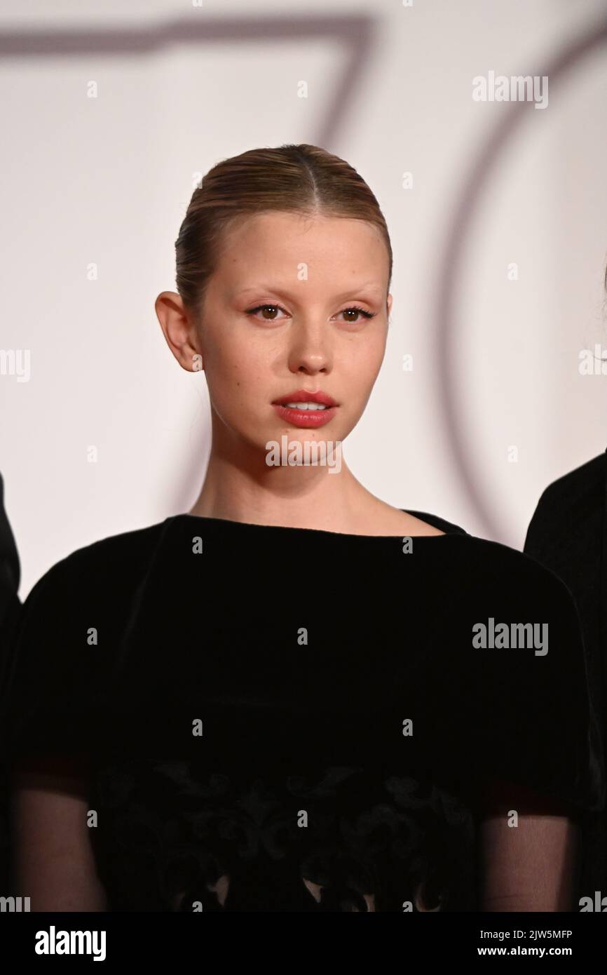 Mia Goth attends the "Pearl" red carpet at the 79th Venice ...