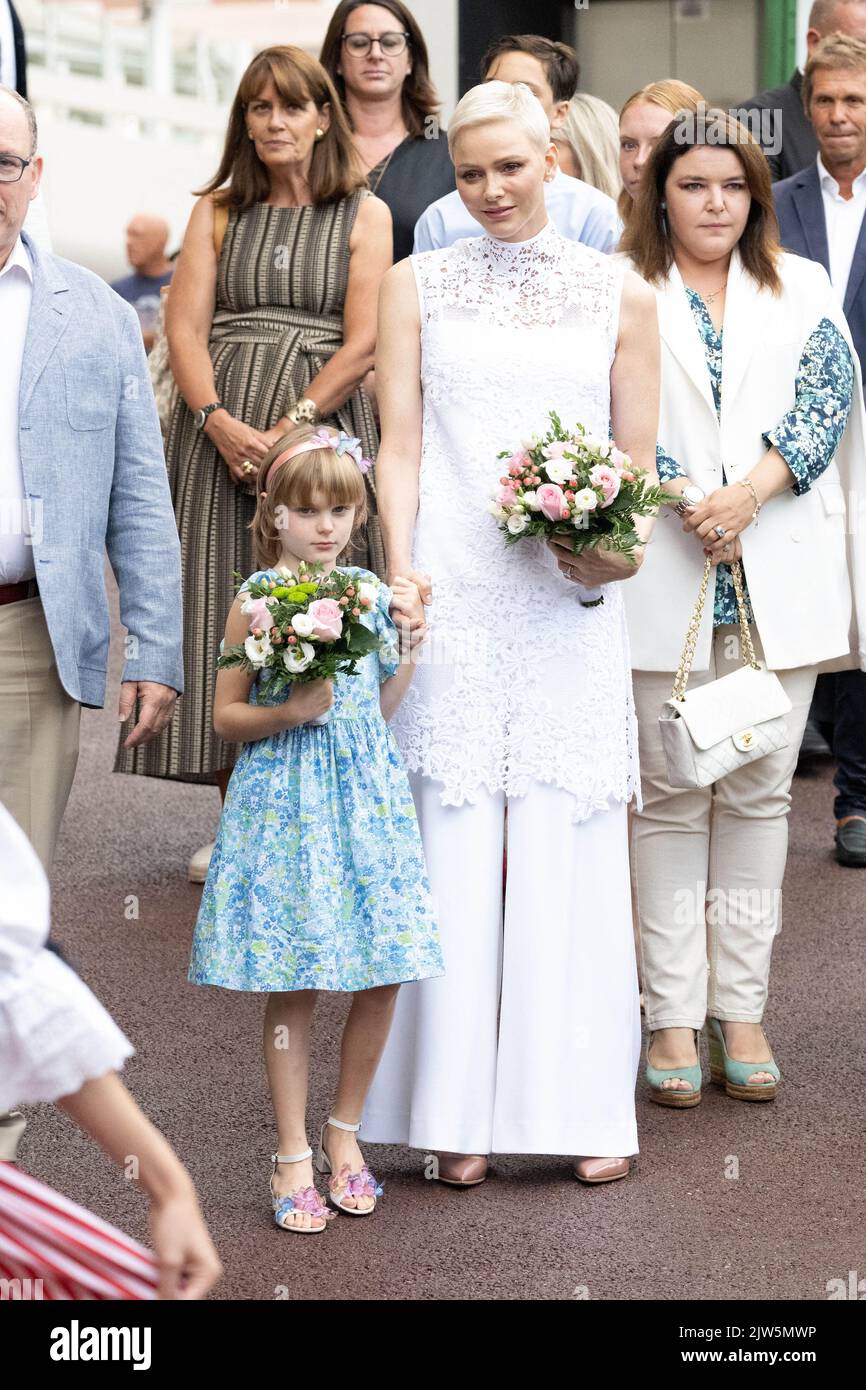 Princess Charlene of Monaco and Princess Gabriella of Monaco attend the ...