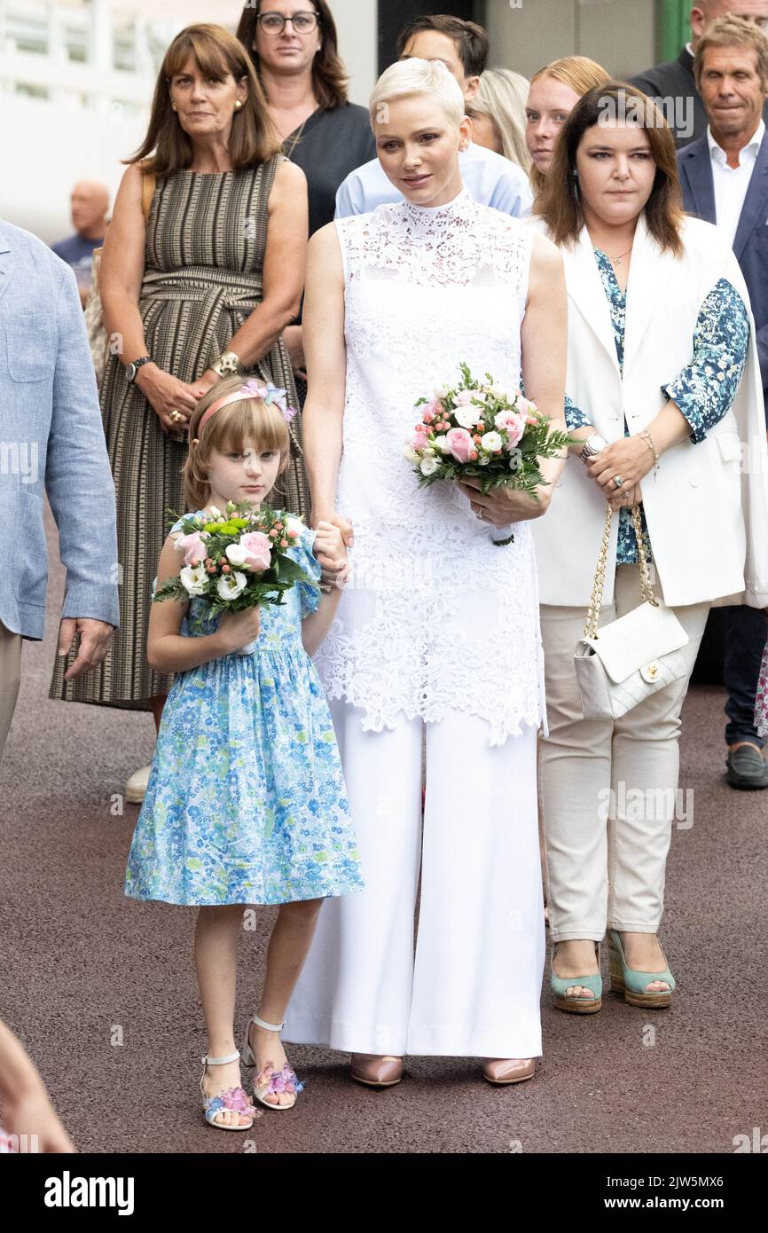 Princess Charlene of Monaco and Princess Gabriella of Monaco attend the ...