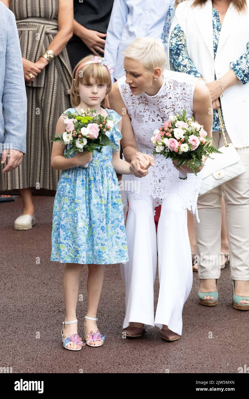 Princess Charlene of Monaco and Princess Gabriella of Monaco attend the ...