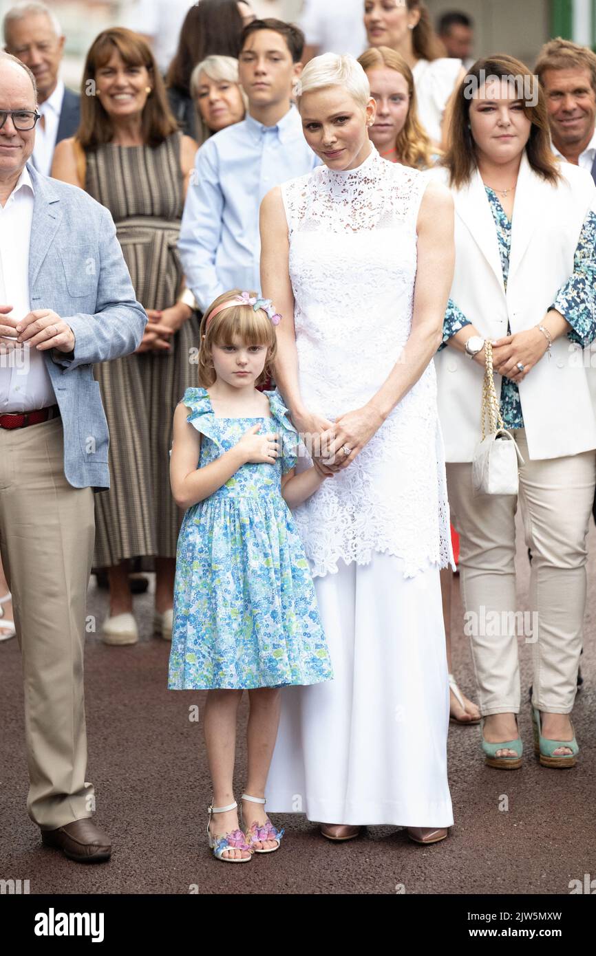Princess Charlene of Monaco and Princess Gabriella of Monaco attend the ...