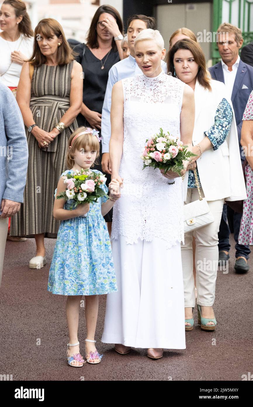 Princess Charlene of Monaco and Princess Gabriella of Monaco attend the ...