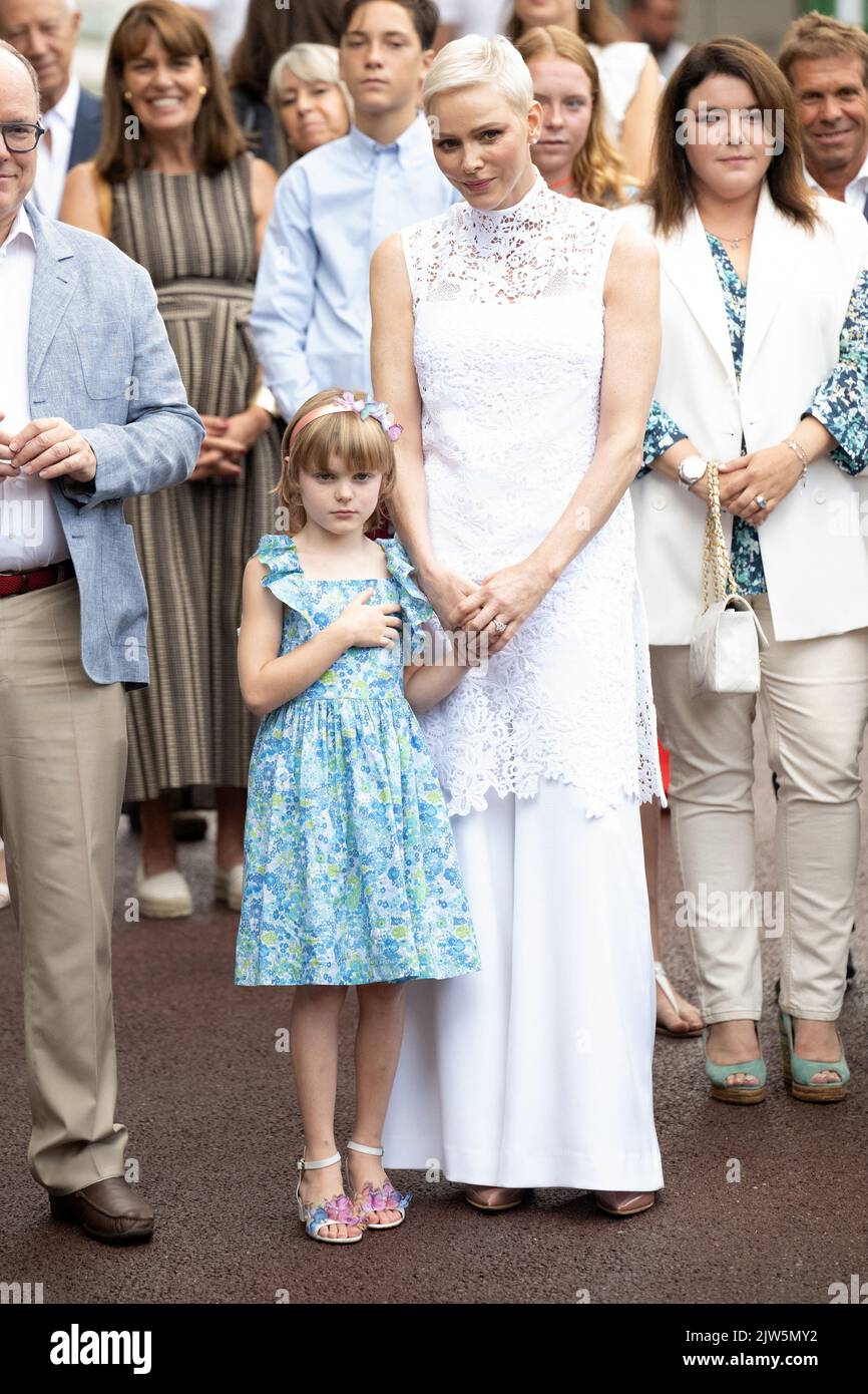 Princess Charlene of Monaco and Princess Gabriella of Monaco attend the ...