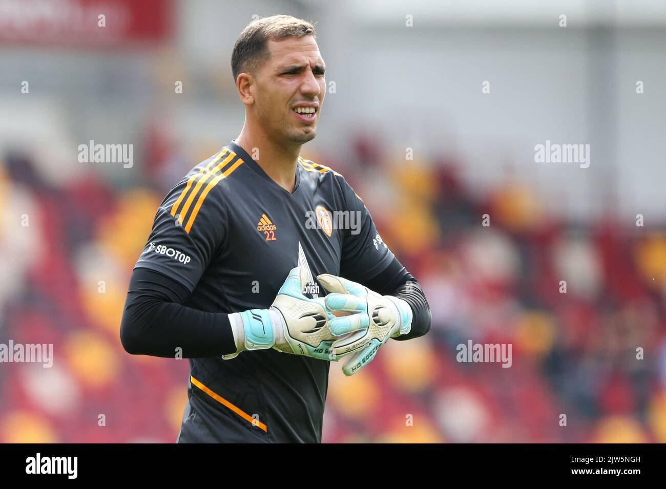Joel Robles #22 of Leeds United during the Premier League match ...