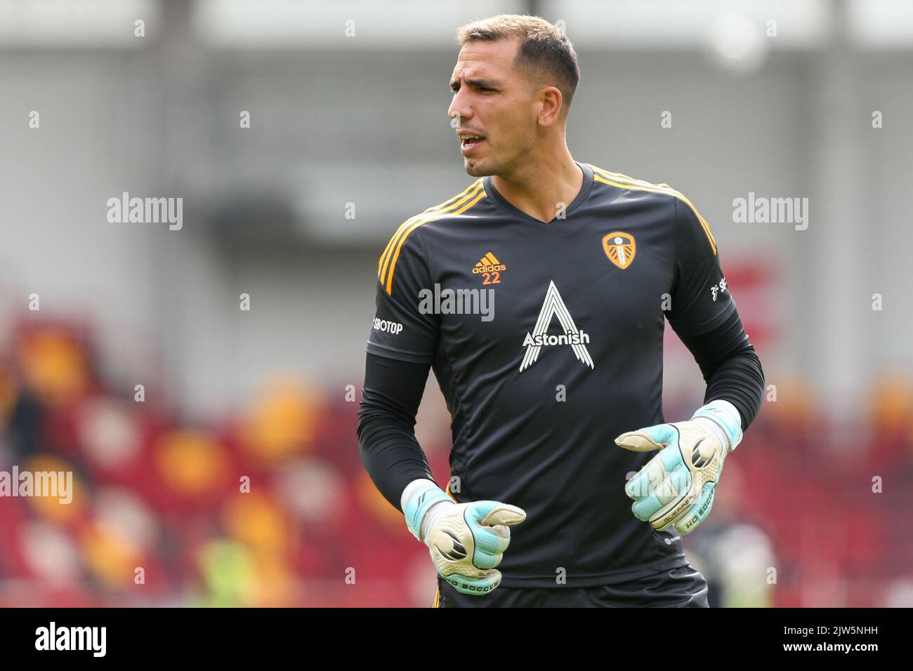 Joel Robles #22 of Leeds United during the Premier League match ...