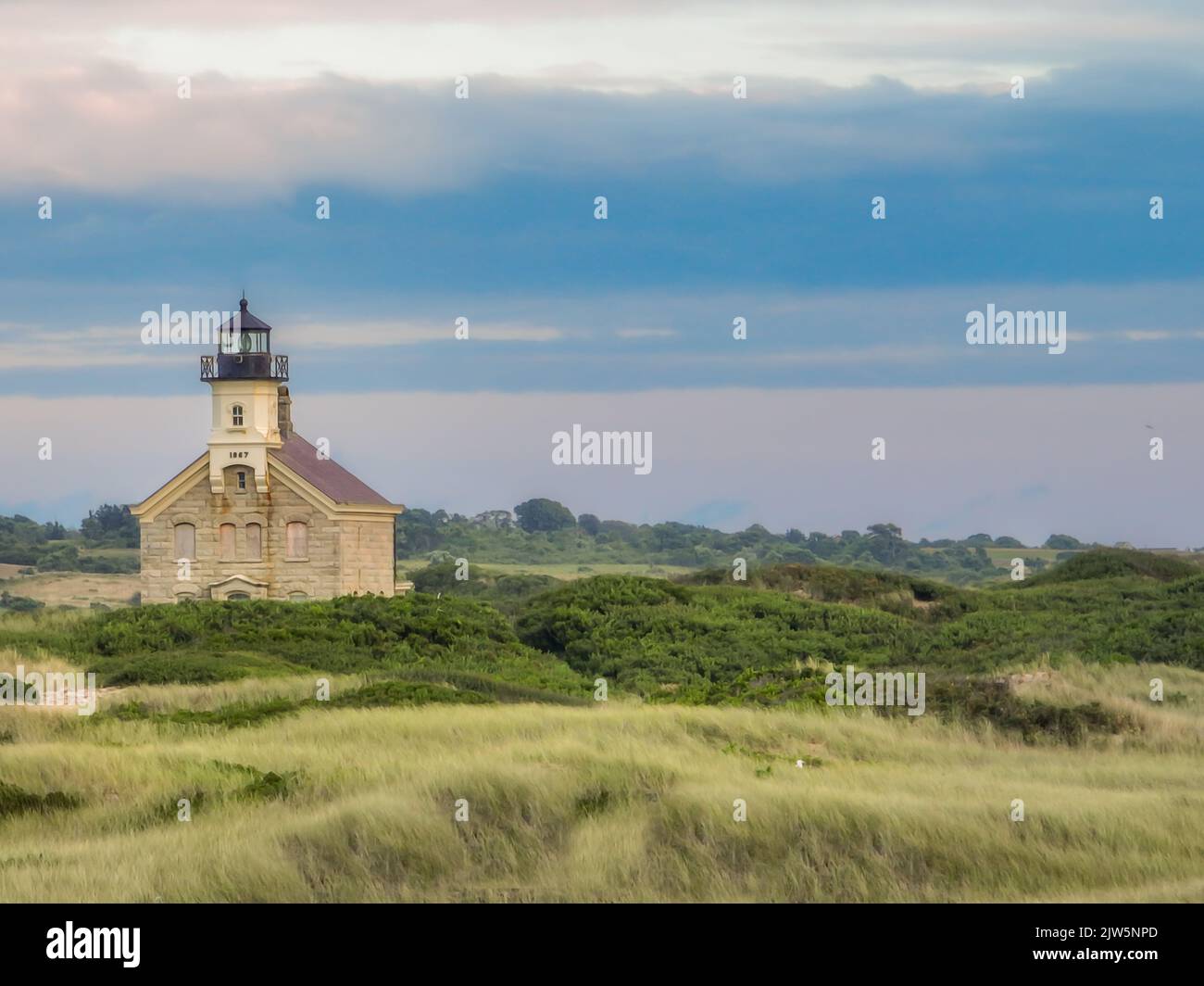 Amazing late afternoon summer photo of the North Lighthouse on Block Island, Rhode Island Stock ...