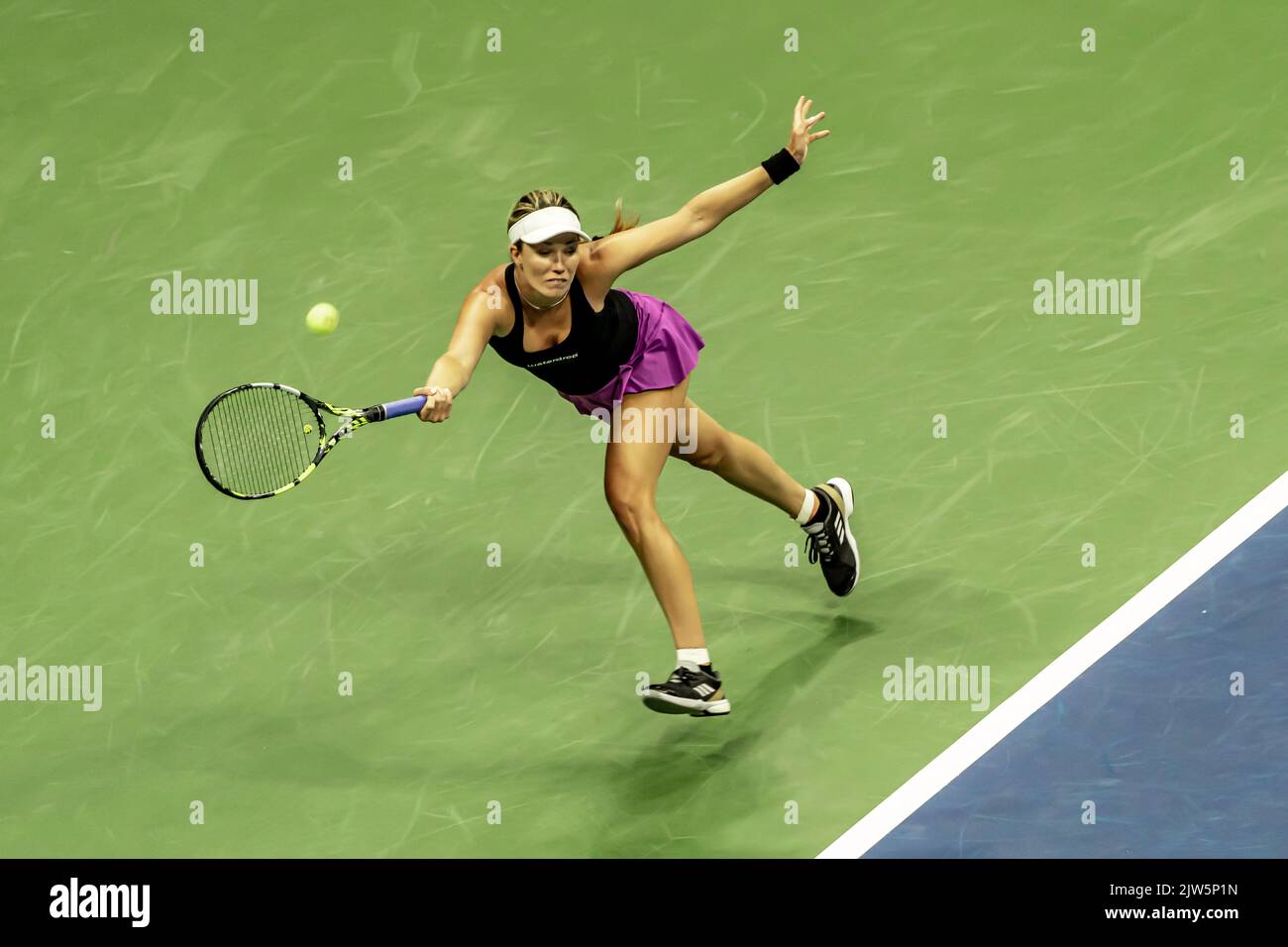 Danielle Collins (USA) competing in the first round of at the 2022 US ...