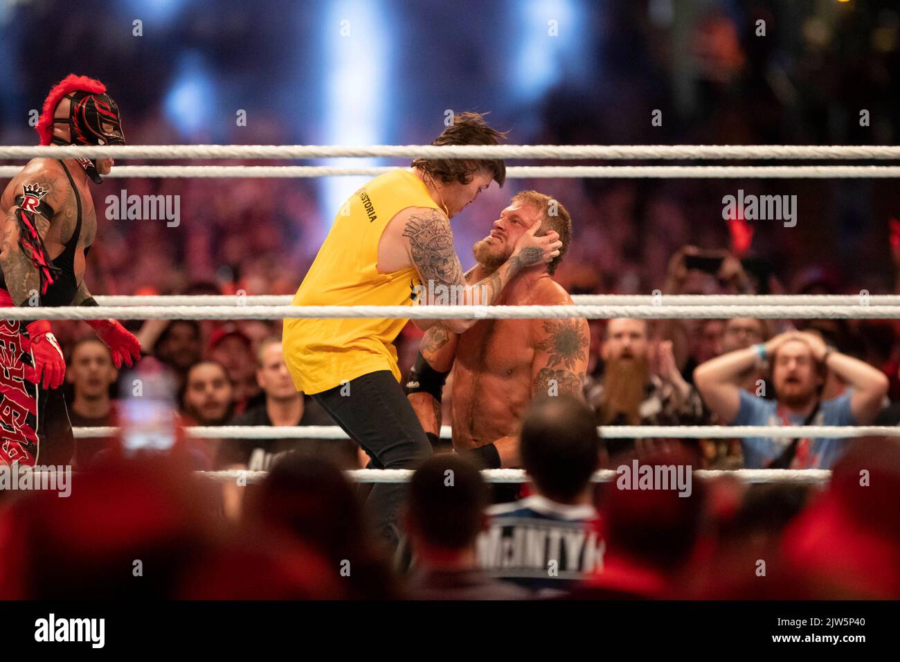 Cardiff, Wales, UK. 3rd Sep, 2022. Dominik betrays his father Rey after ...