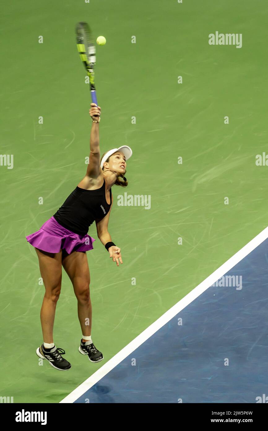 Danielle Collins (USA) competing in the first round of at the 2022 US ...