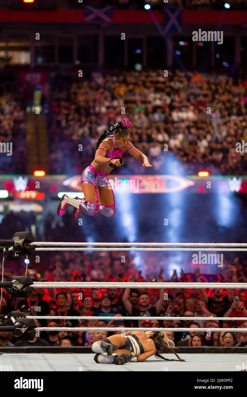 Cardiff, Wales, UK. 3rd Sep, 2022. Bianca Belair, Alexa Bliss & Asuka ...