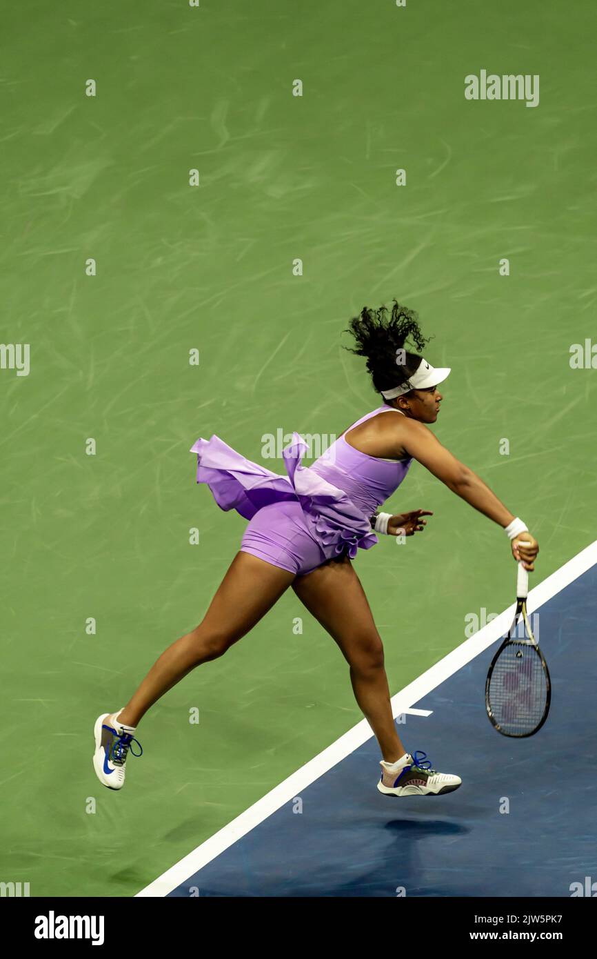 Naomi Osaka (JPN) during her first round loss at the 2022 US Open ...