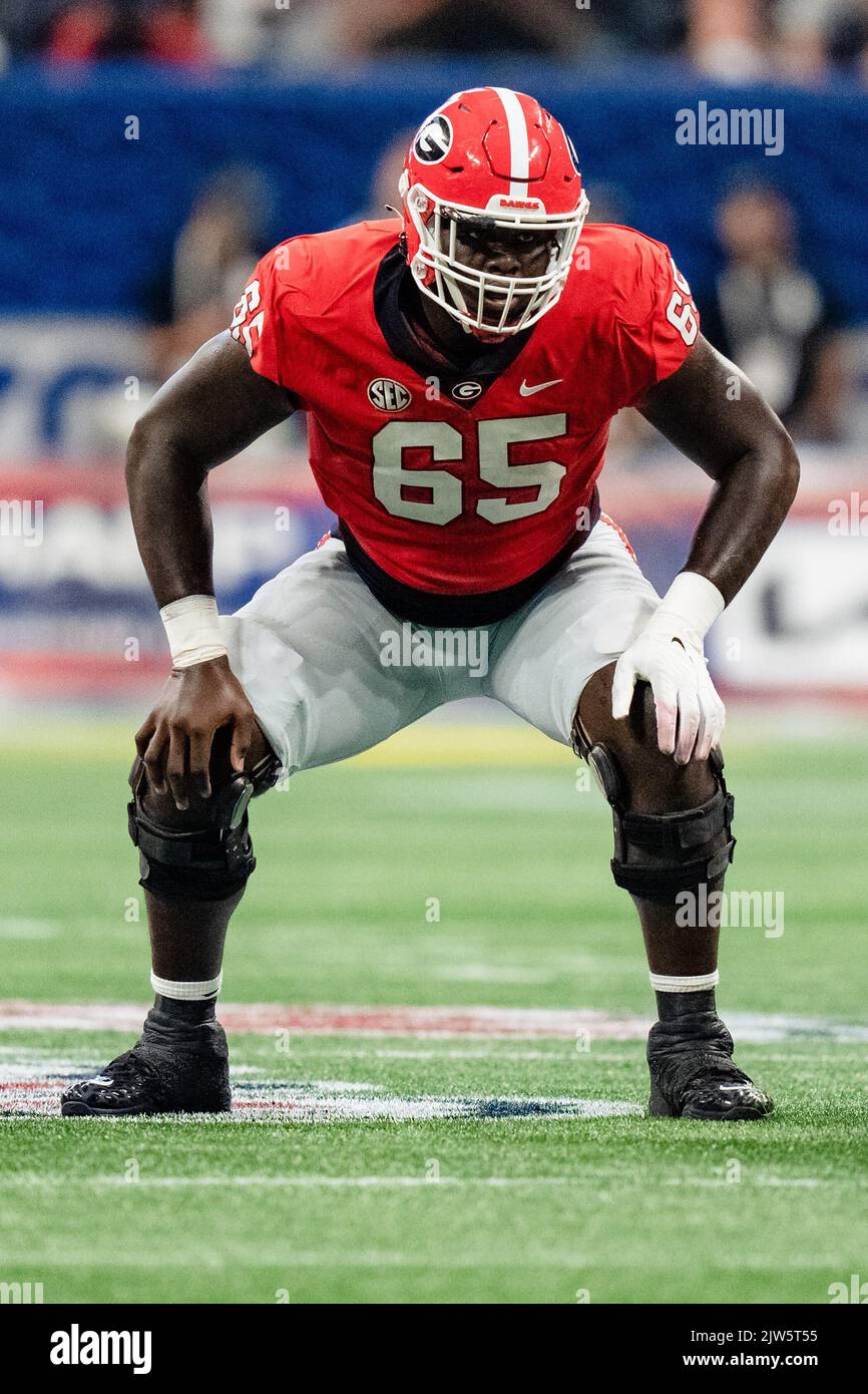 Georgia Bulldogs offensive lineman Amarius Mims (65) during the NCAA ...