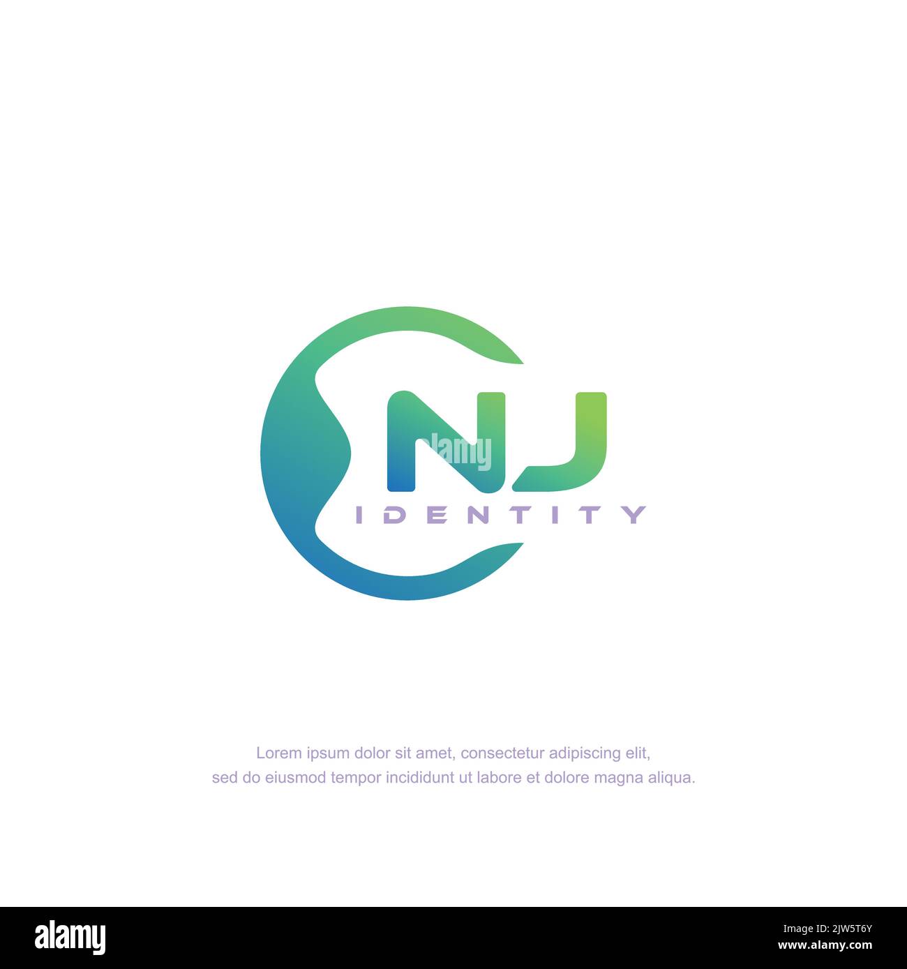 NJ Initial letter circular line logo template vector with gradient ...