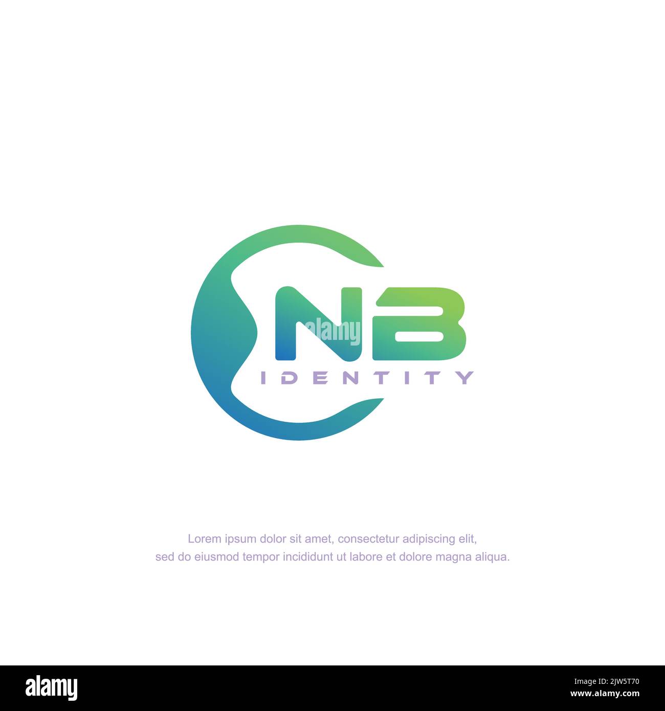 NB Initial letter circular line logo template vector with gradient ...