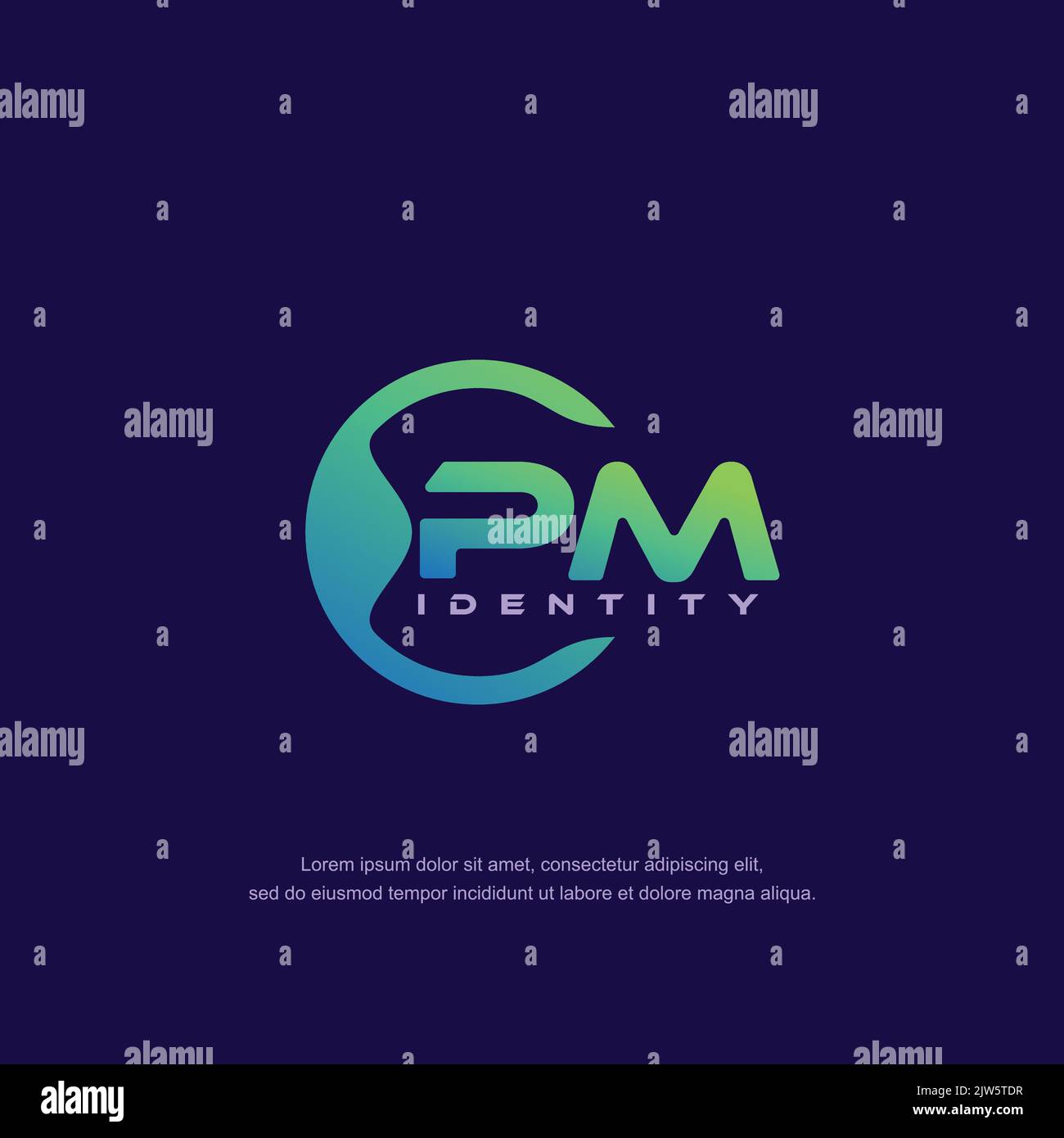 PM Initial letter circular line logo template vector with gradient ...