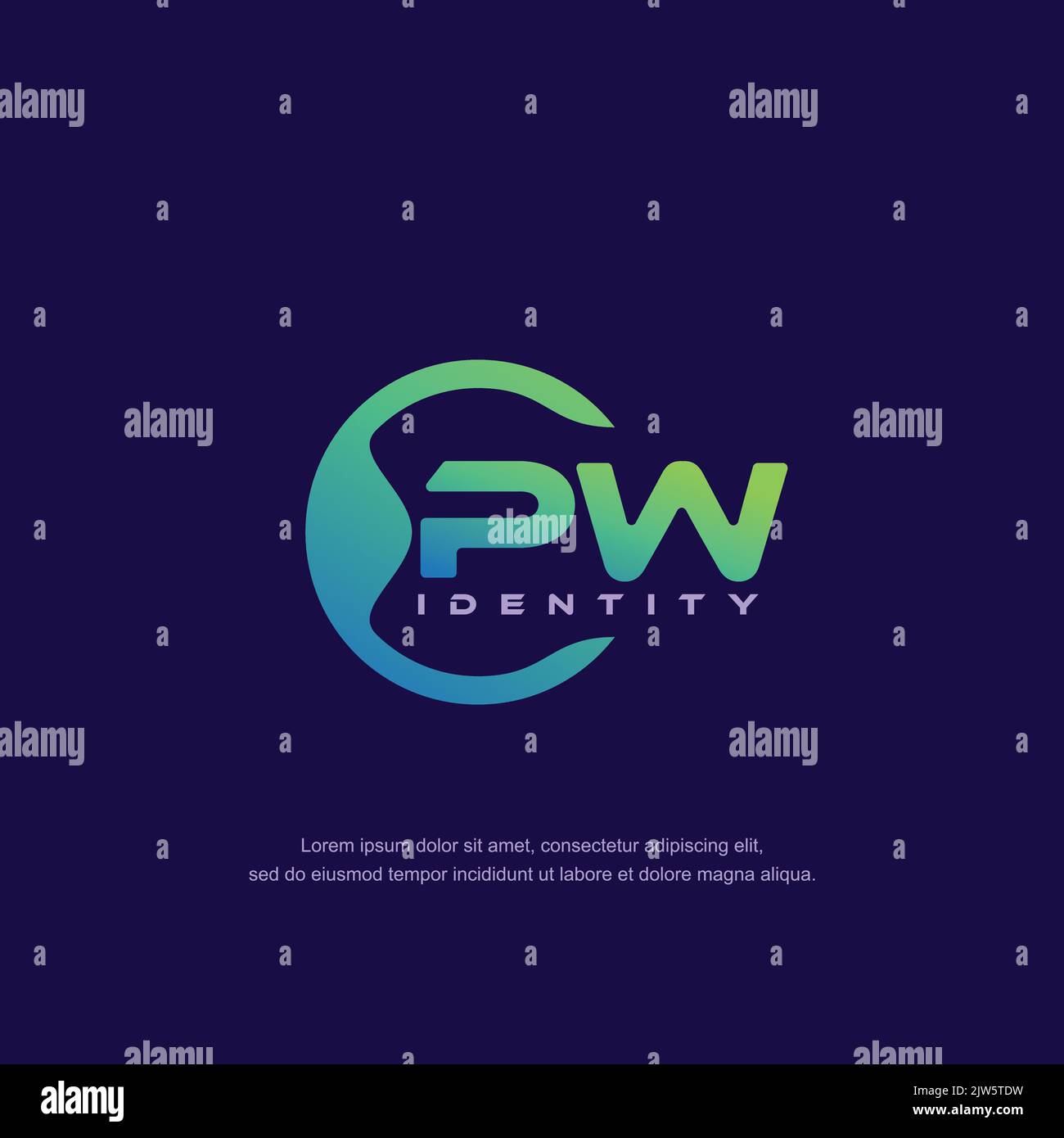 PW Initial letter circular line logo template vector with gradient ...