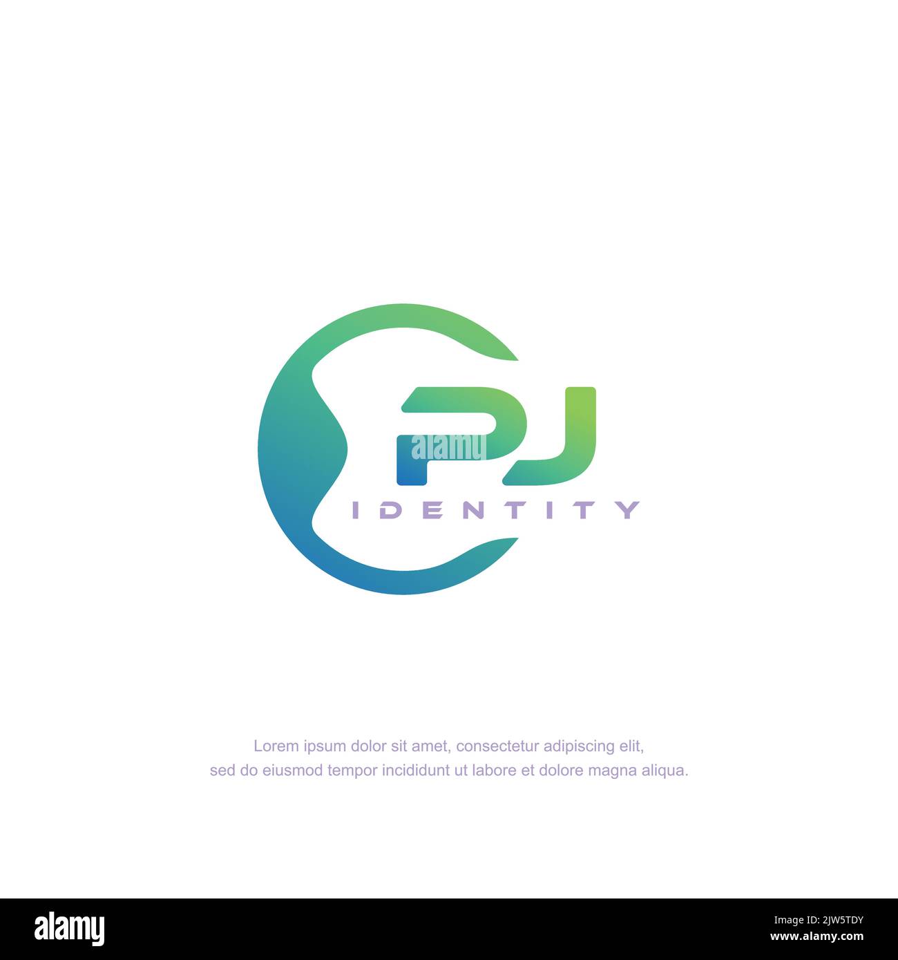 PJ Initial letter circular line logo template vector with gradient ...