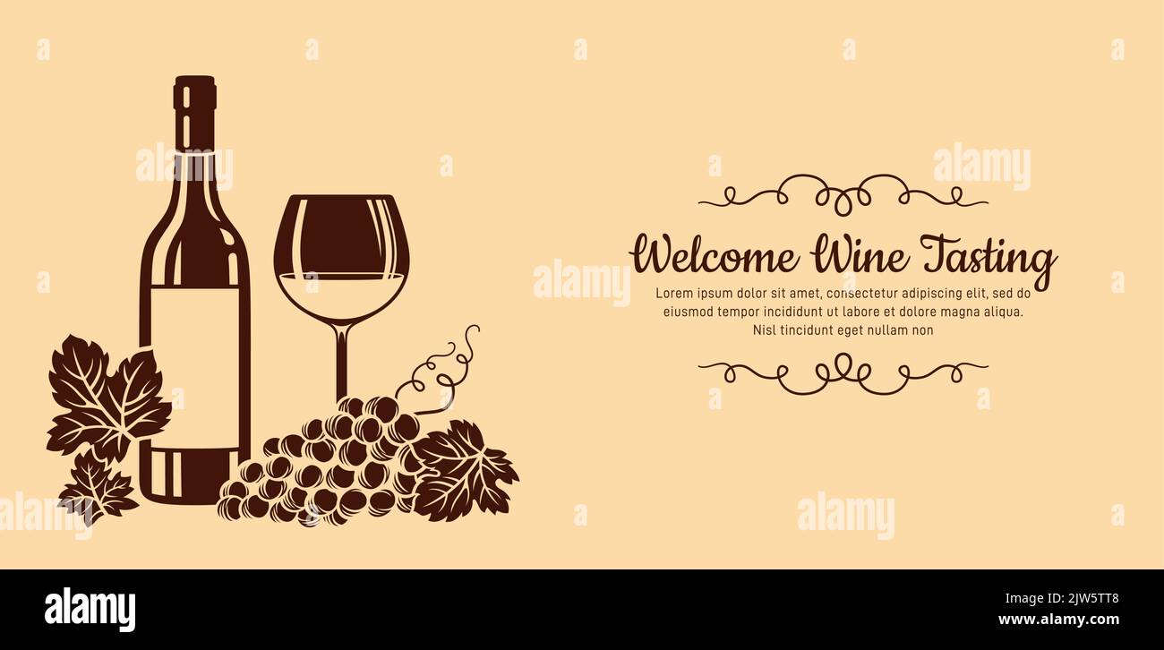 Banner welcome wine tasting. Vintage advertisement poster template card ...