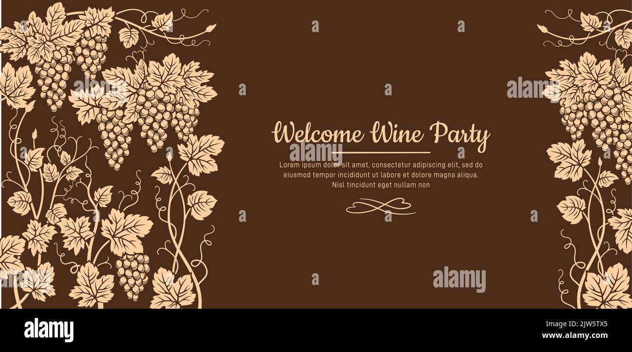 Banner welcome wine party. Vintage advertisement poster template card ...
