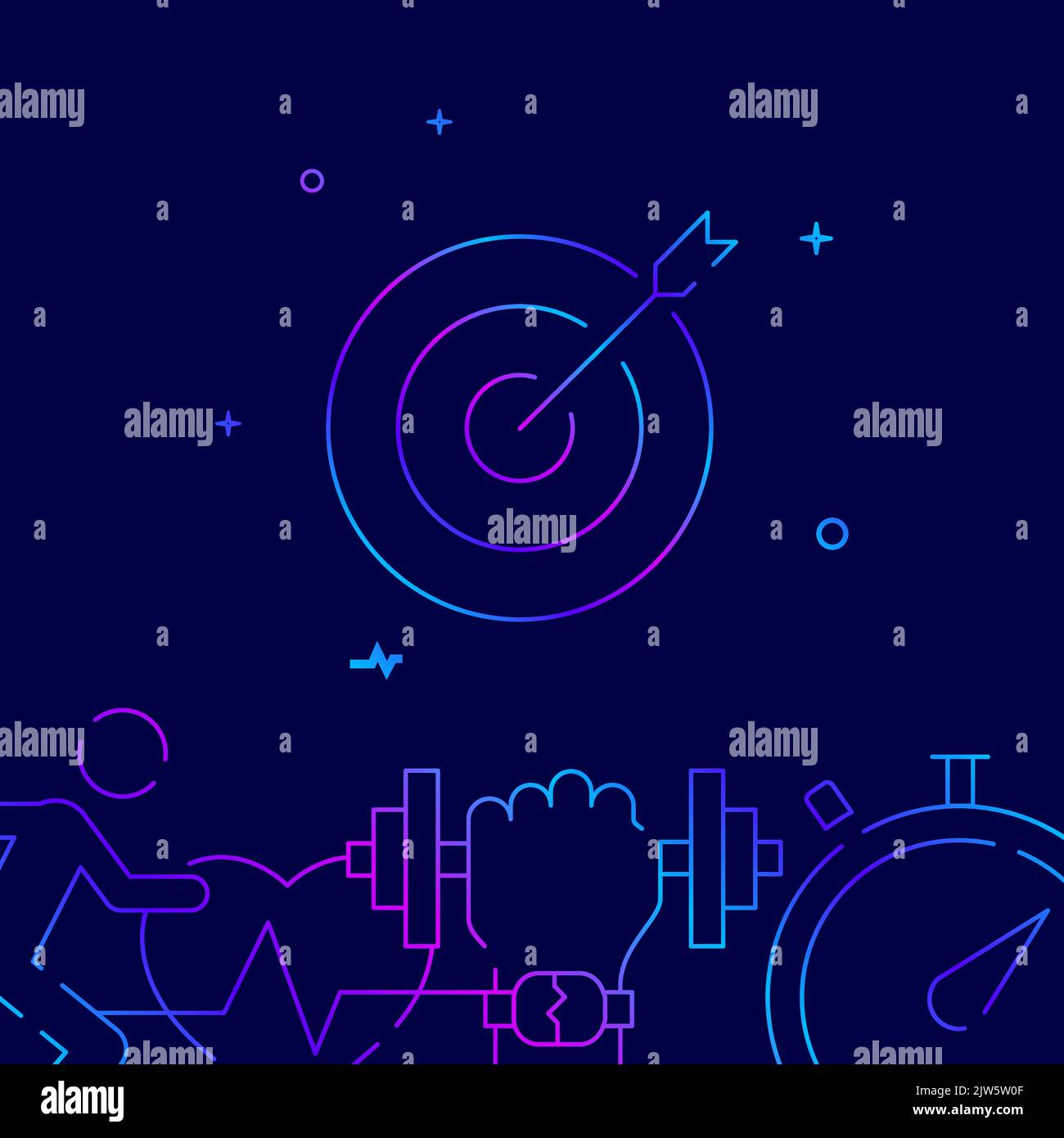 Target, goal achievement gradient line vector icon, simple illustration ...