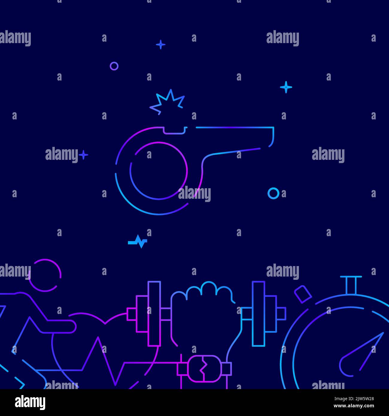 Sports whistle, trainer gradient line vector icon, simple illustration ...