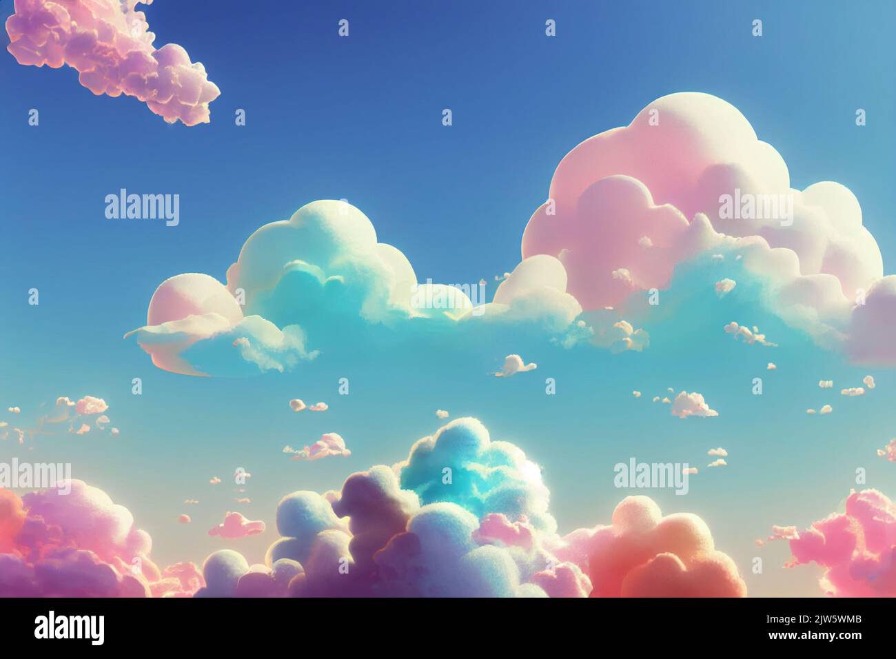 Sweet color fluffy cloud in animation style - Digital Generate Image ...