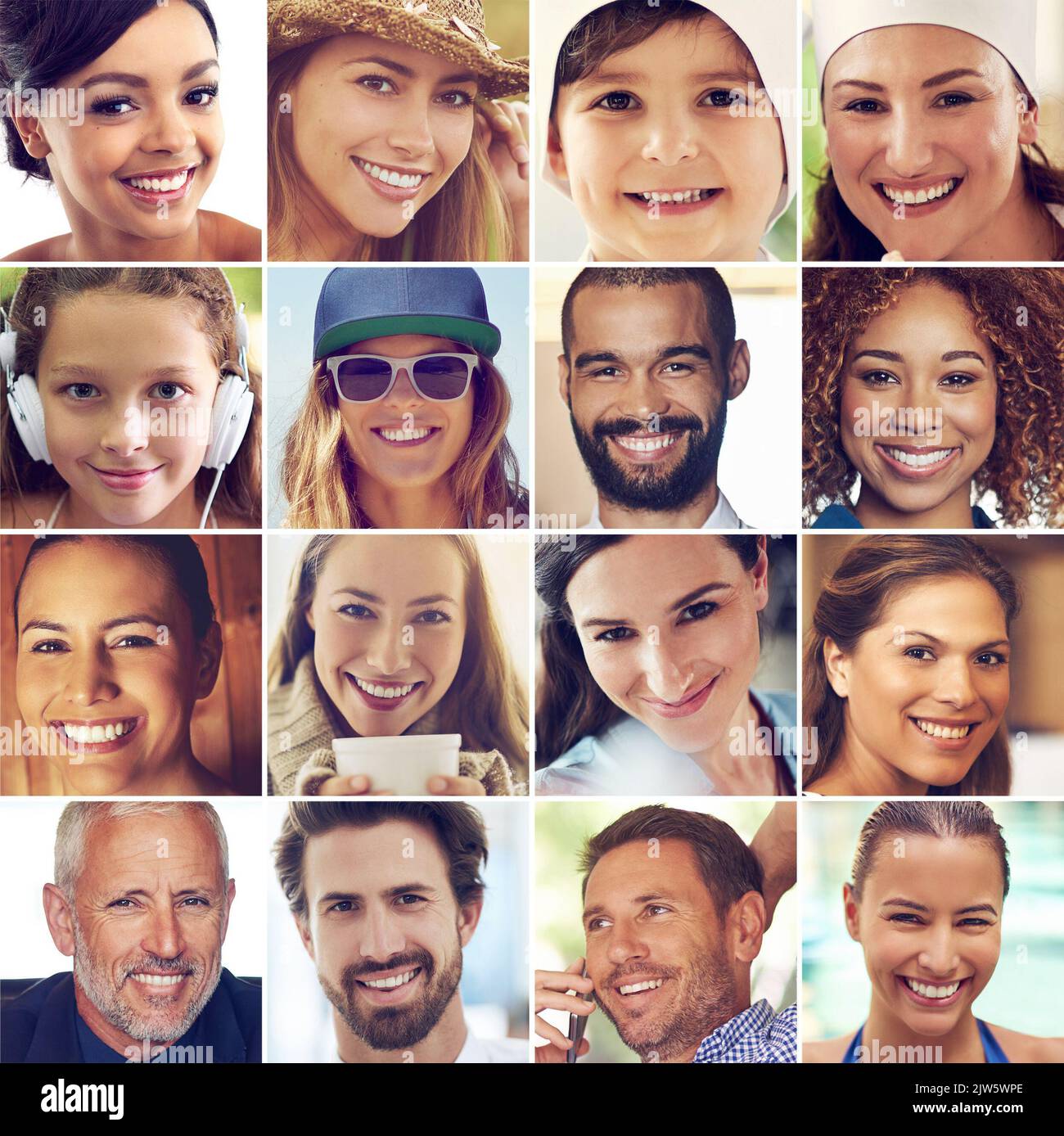 We live in a world of smiles. Composite image of a diverse group of ...