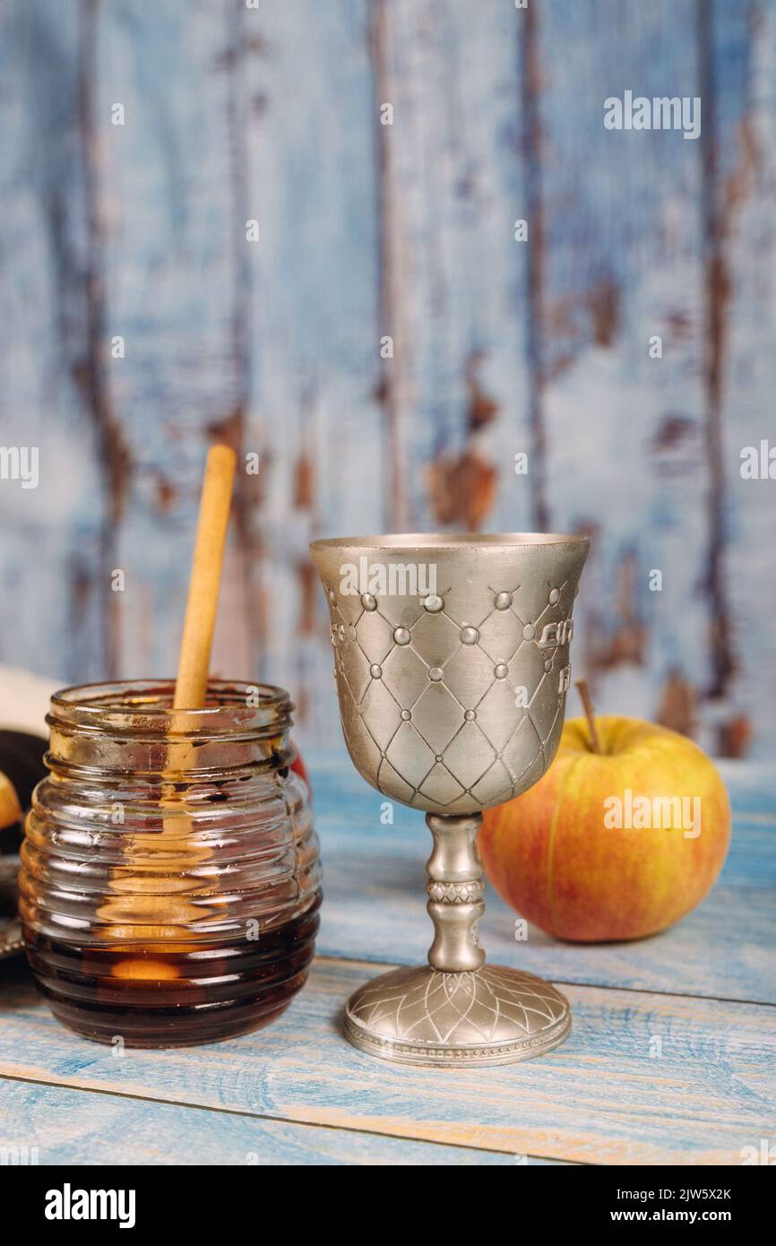 Traditional Jewish Holiday symbols of the Jewish New Year celebrated on ...
