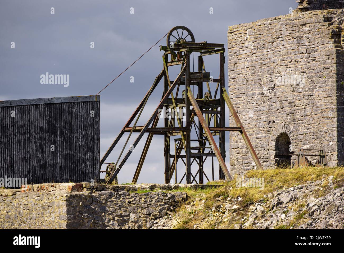 Ancient Ruins of Magpie Mine in the Peak District Stock Photo - Alamy