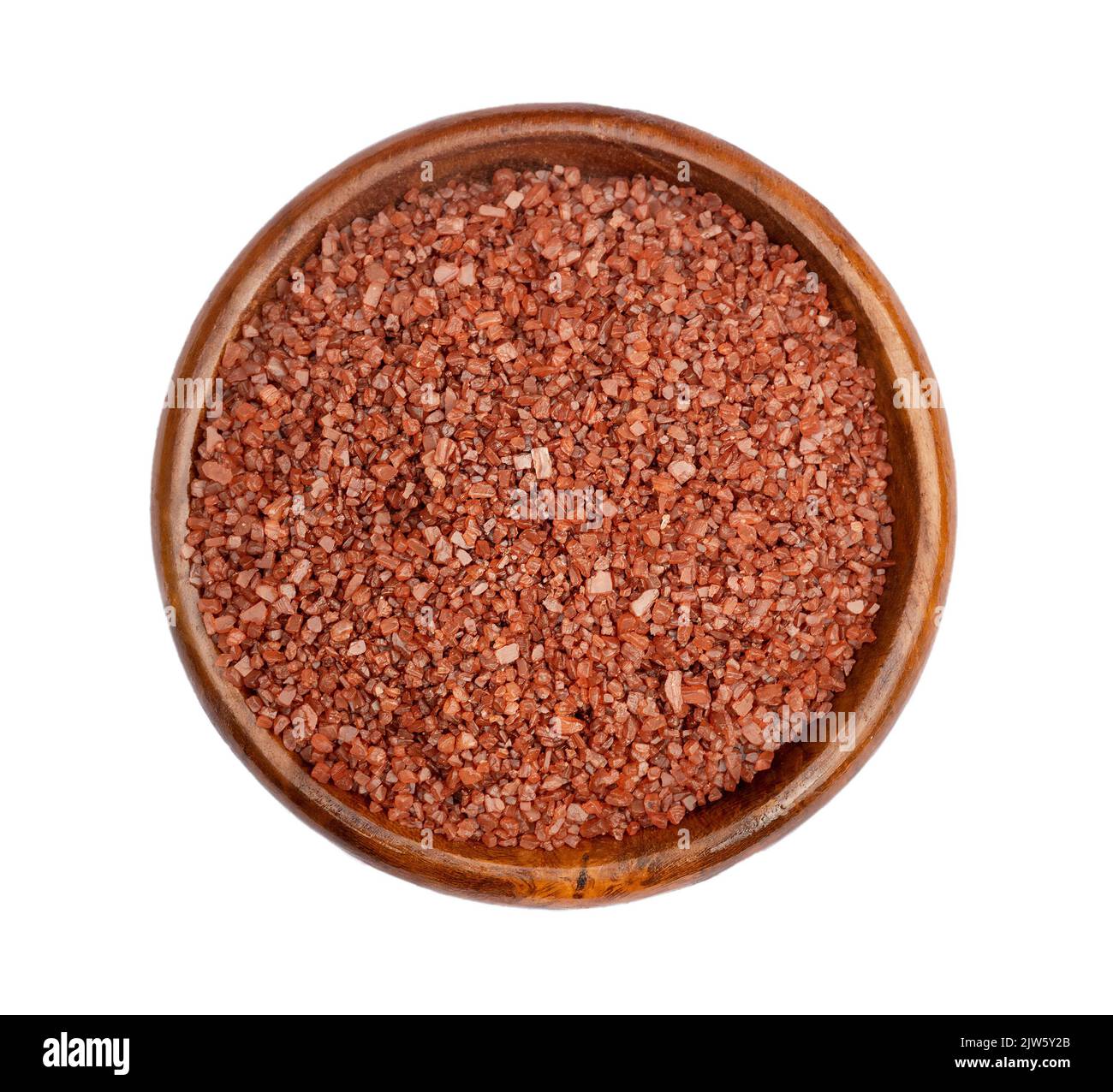 Hawaiian red salt in bowl flat lay isolated on white background Stock ...
