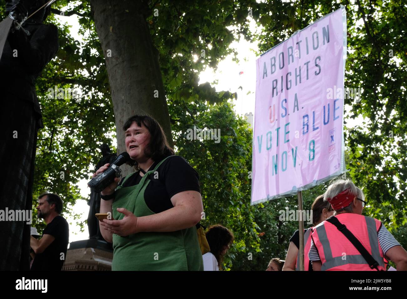 London, UK, 3rd September, 2022. Women's pro-choice activists assembled ...