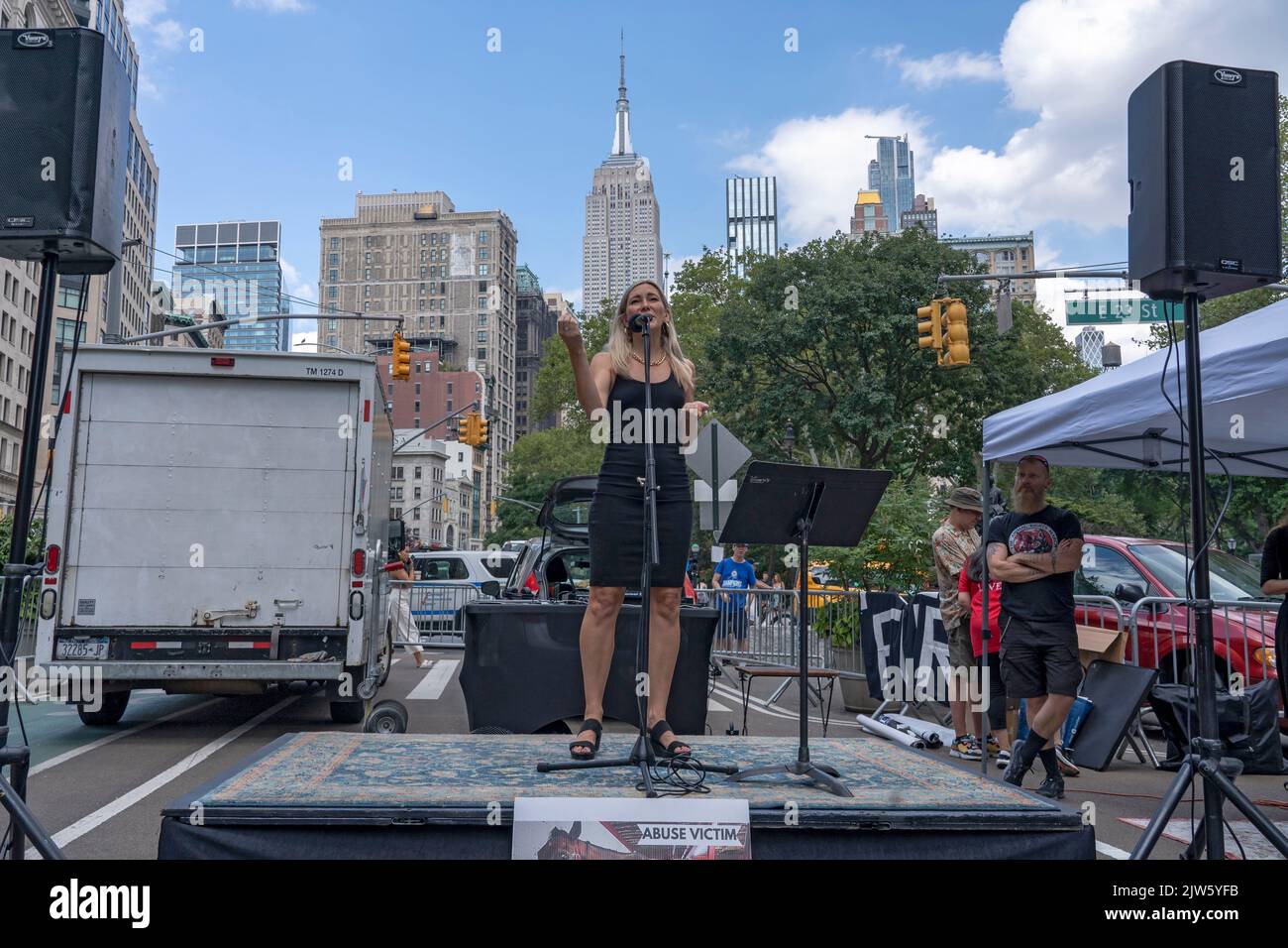 NEW YORK, NY - AUGUST 27, 2022: Peta's Ashley Byrne speaks at The ...