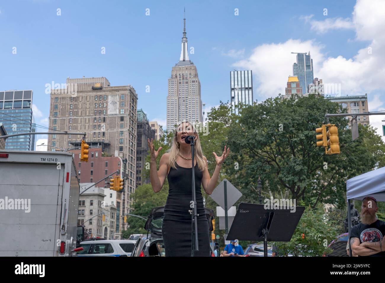 NEW YORK, NY - AUGUST 27, 2022: Peta's Ashley Byrne speaks at The ...
