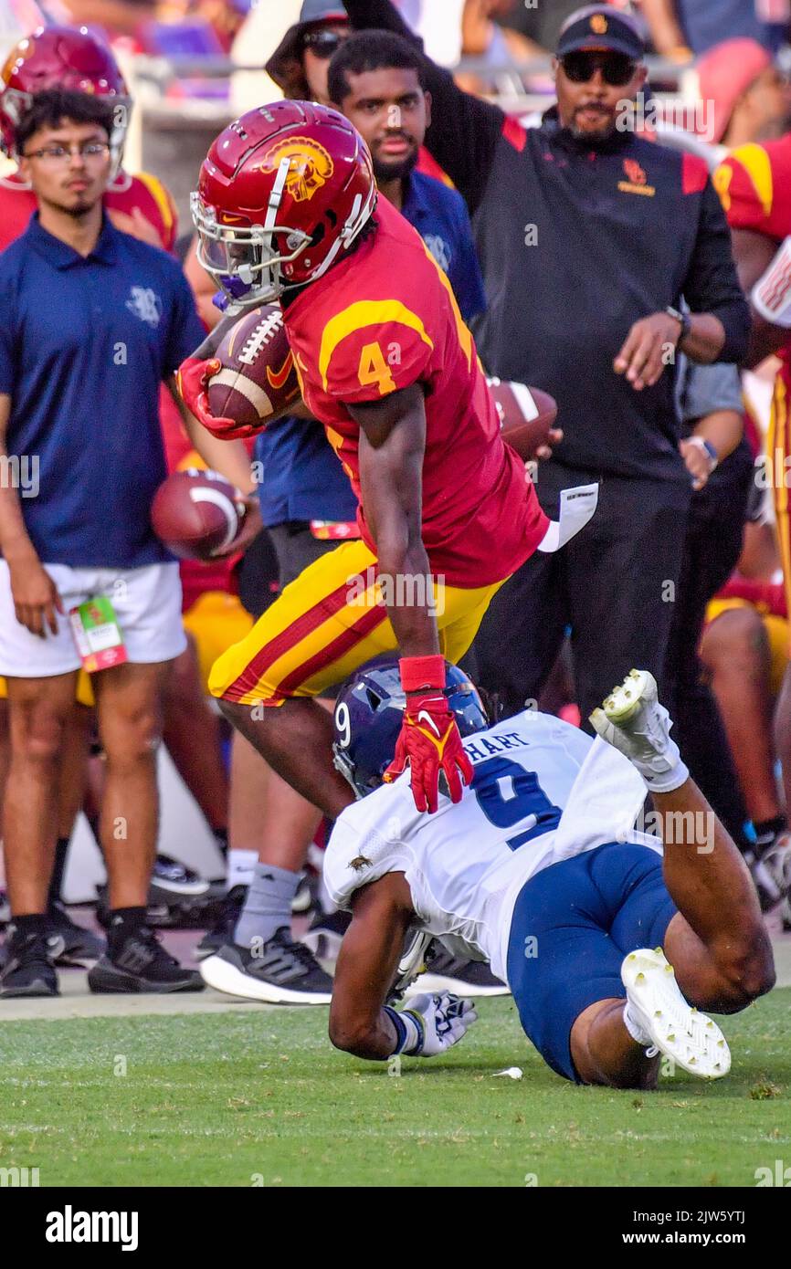 Los Angeles, CA. 3rd Sep, 2022. USC Receiver Mario Williams #4 catches ...