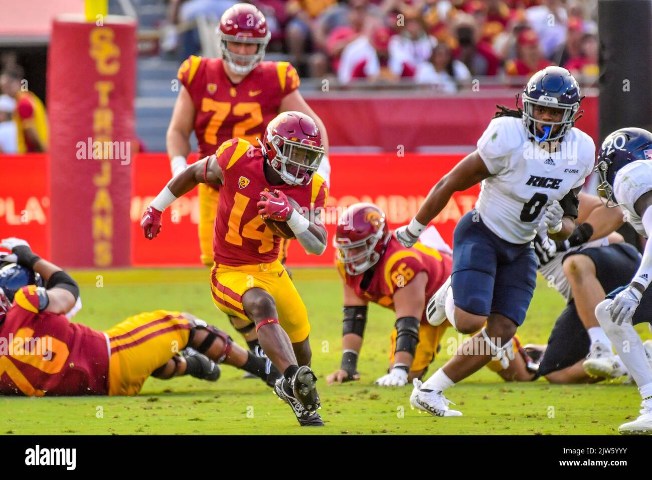 Los Angeles, CA. 3rd Sep, 2022. USC Trojans running back Raleek Brown ...