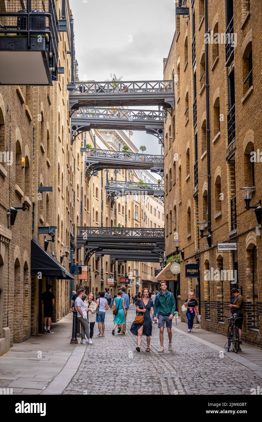 London UK - August 21, 2022: Street view of Shad Thames a historic ...