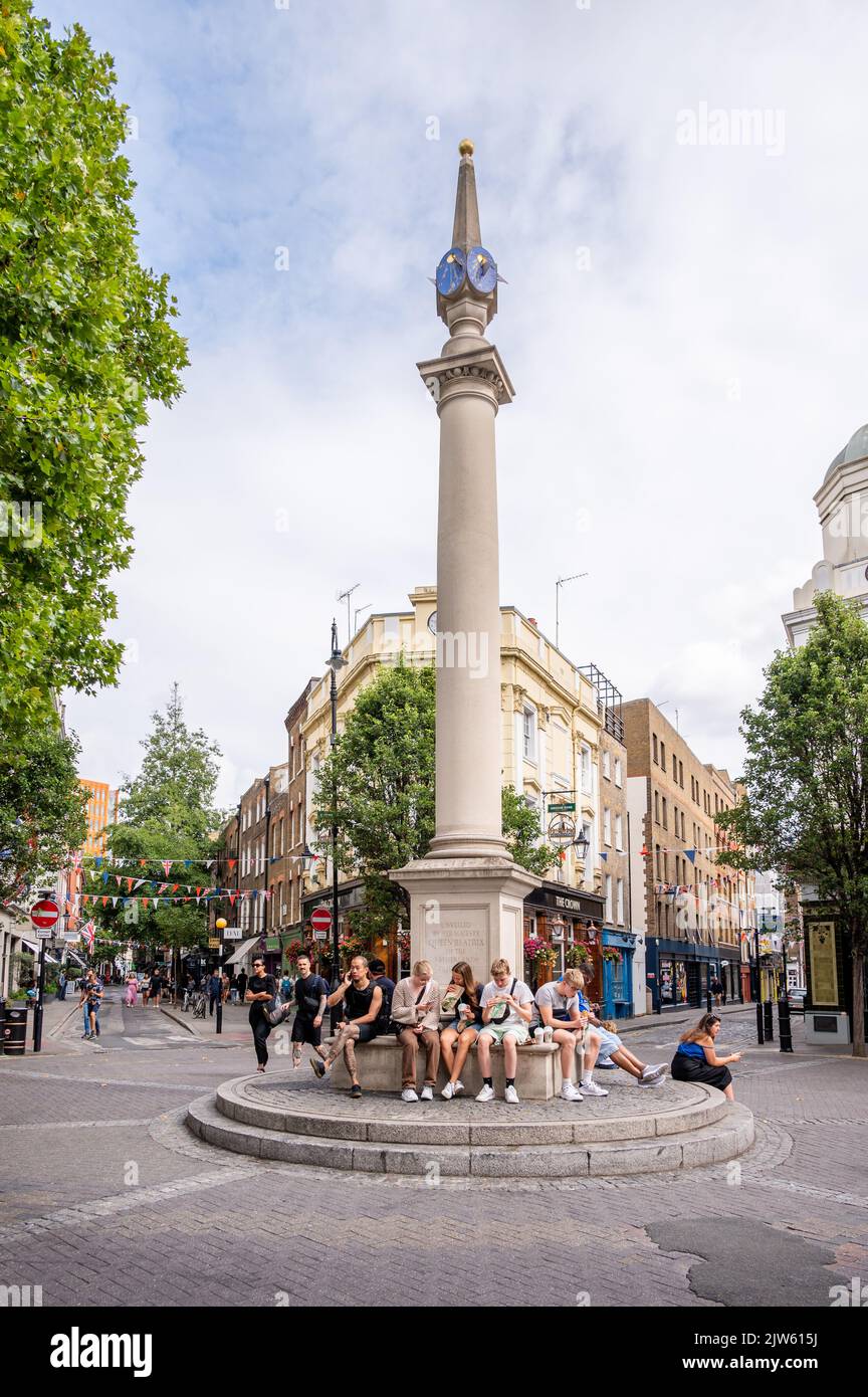 London, UK - August 22, 2022: Street scene at the trendy Seven Dials ...