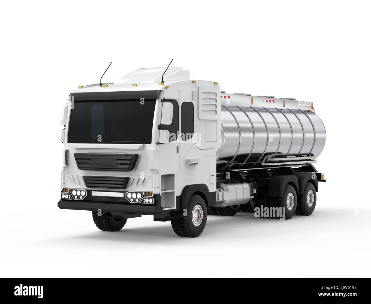 3d rendering logistic oil tank semi trailer truck or lorry on white ...