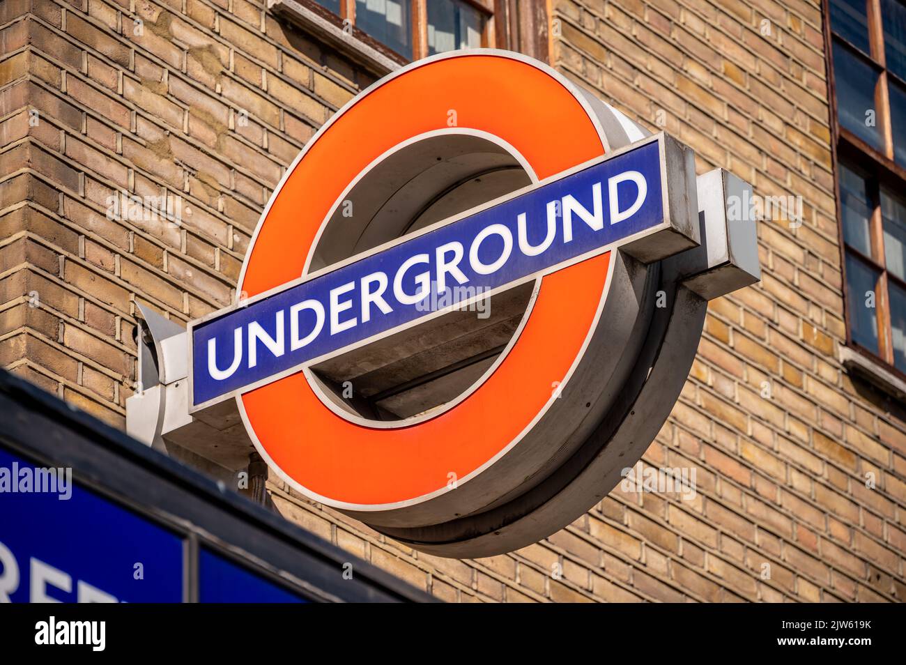 London, UK - August 22, 2022: Station name sign on the platform of ...