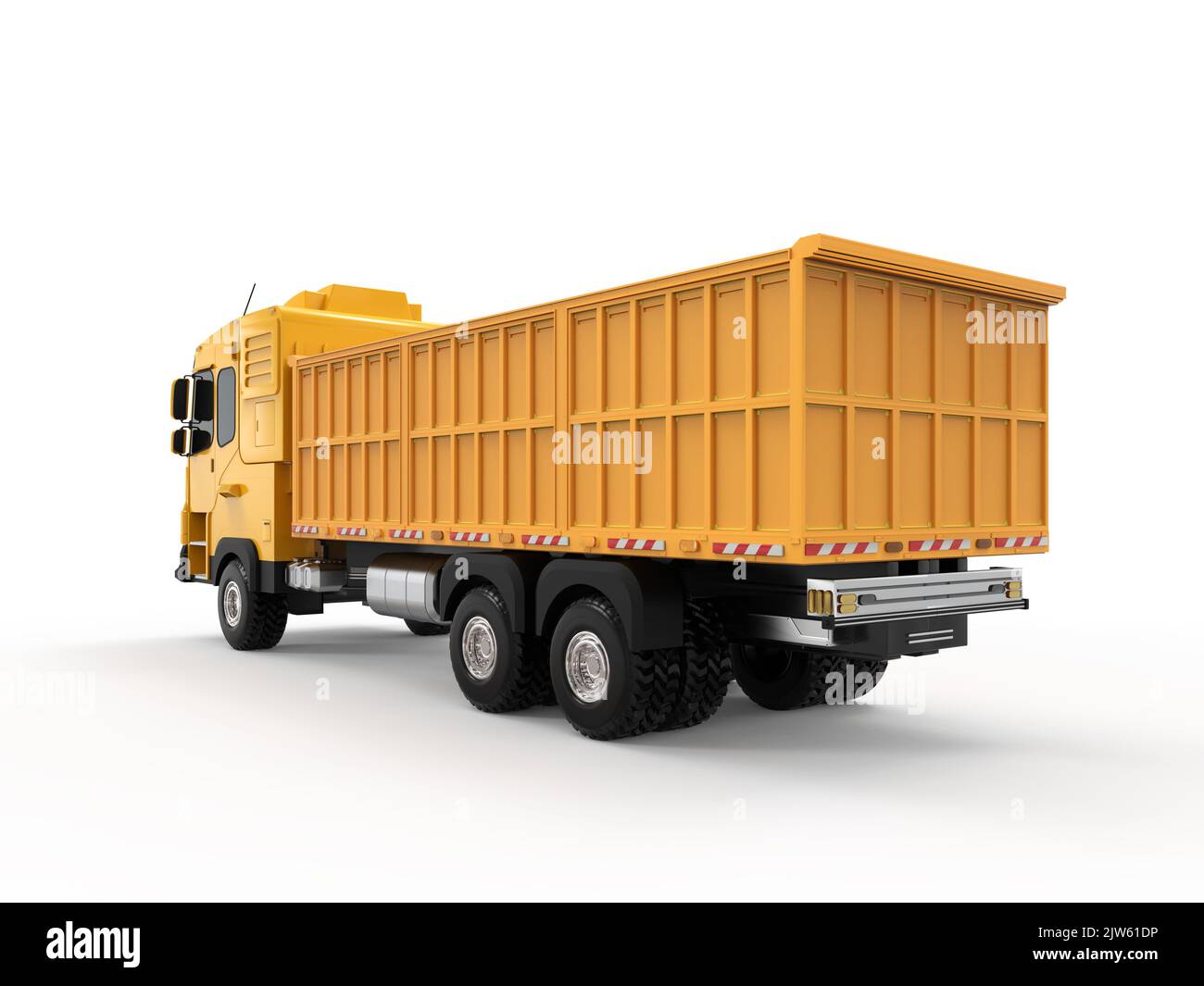 3d rendering yellow logistic tipping trailer truck or lorry on white ...