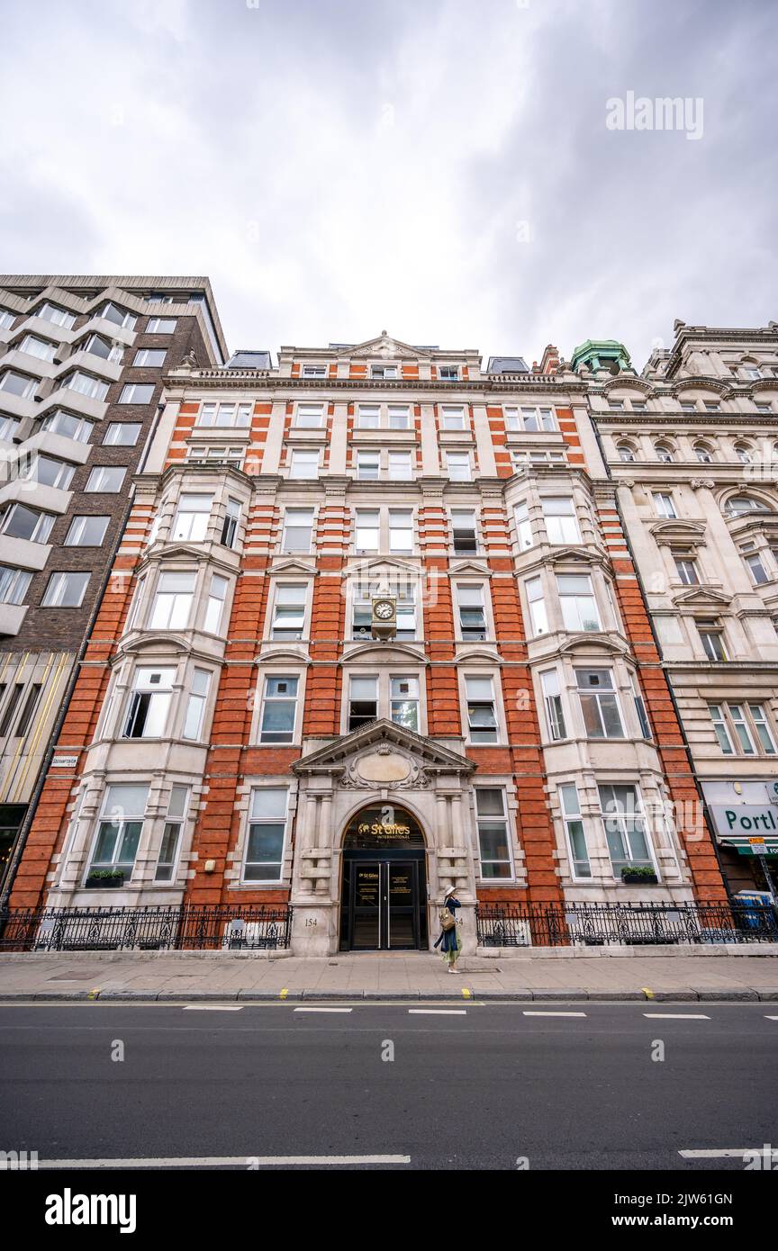 London, UK - August 23, 2022: Facades of grand building in London, the ...