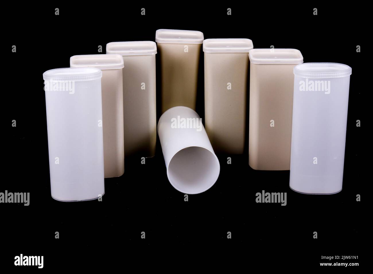 Abstract Of Plastic Containers, Some With Lids Stock Photo - Alamy
