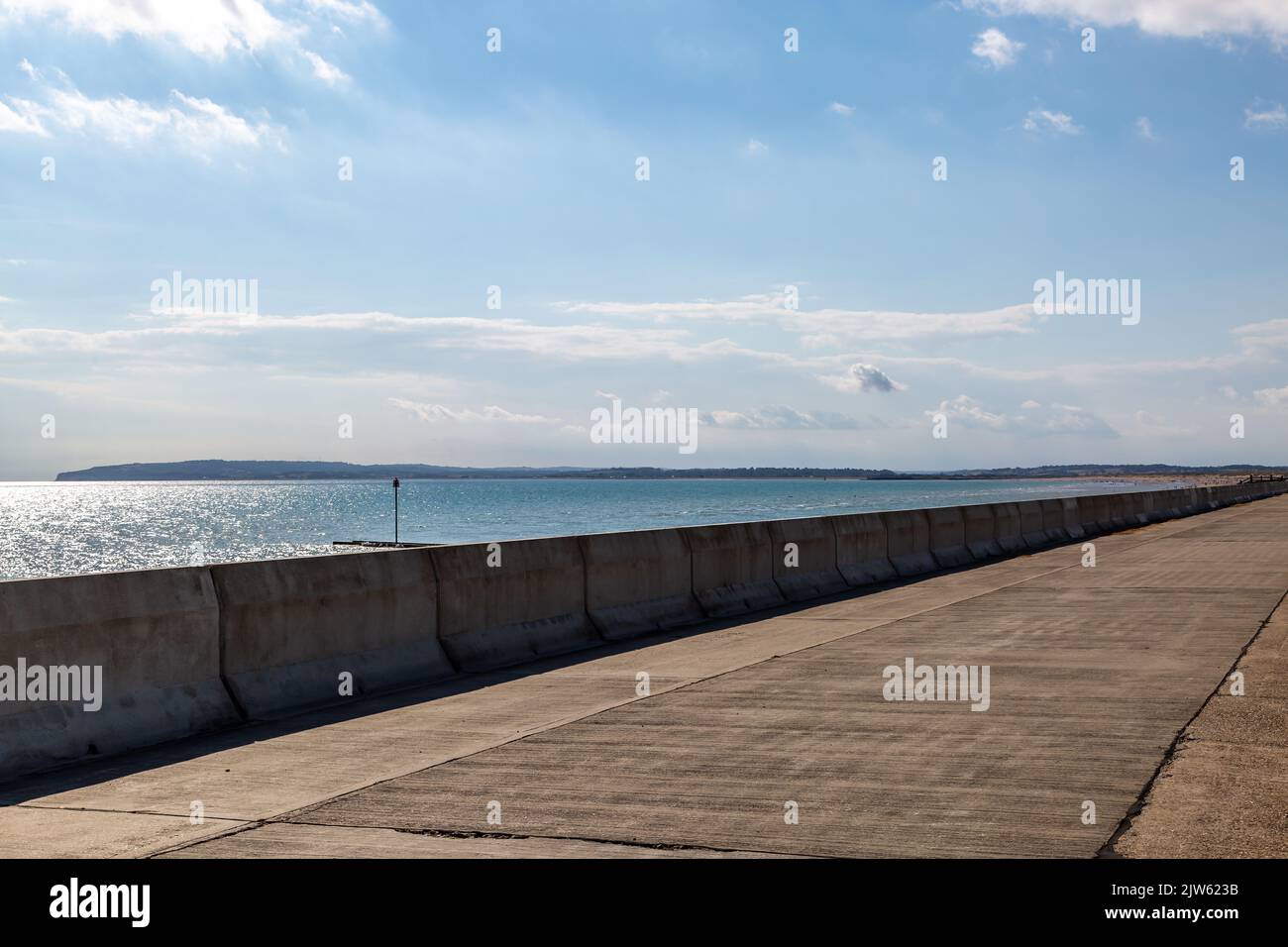 The sea wall at Jury's Gap near Camber Sands in East Sussex Stock Photo ...
