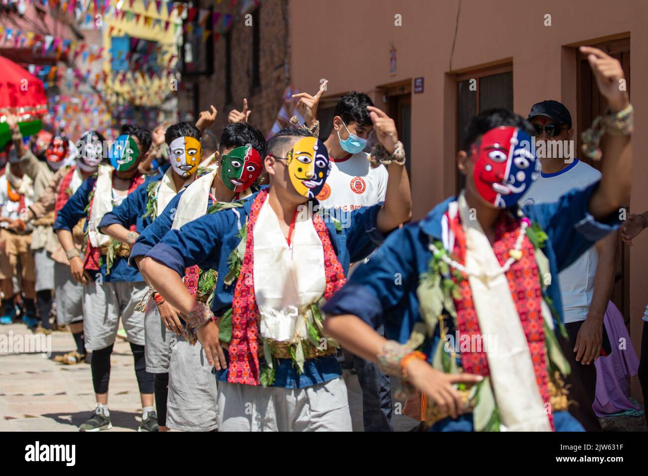 All Souls' Day. Also conscript SAPARU JATRA in Newari. Masks with head ...
