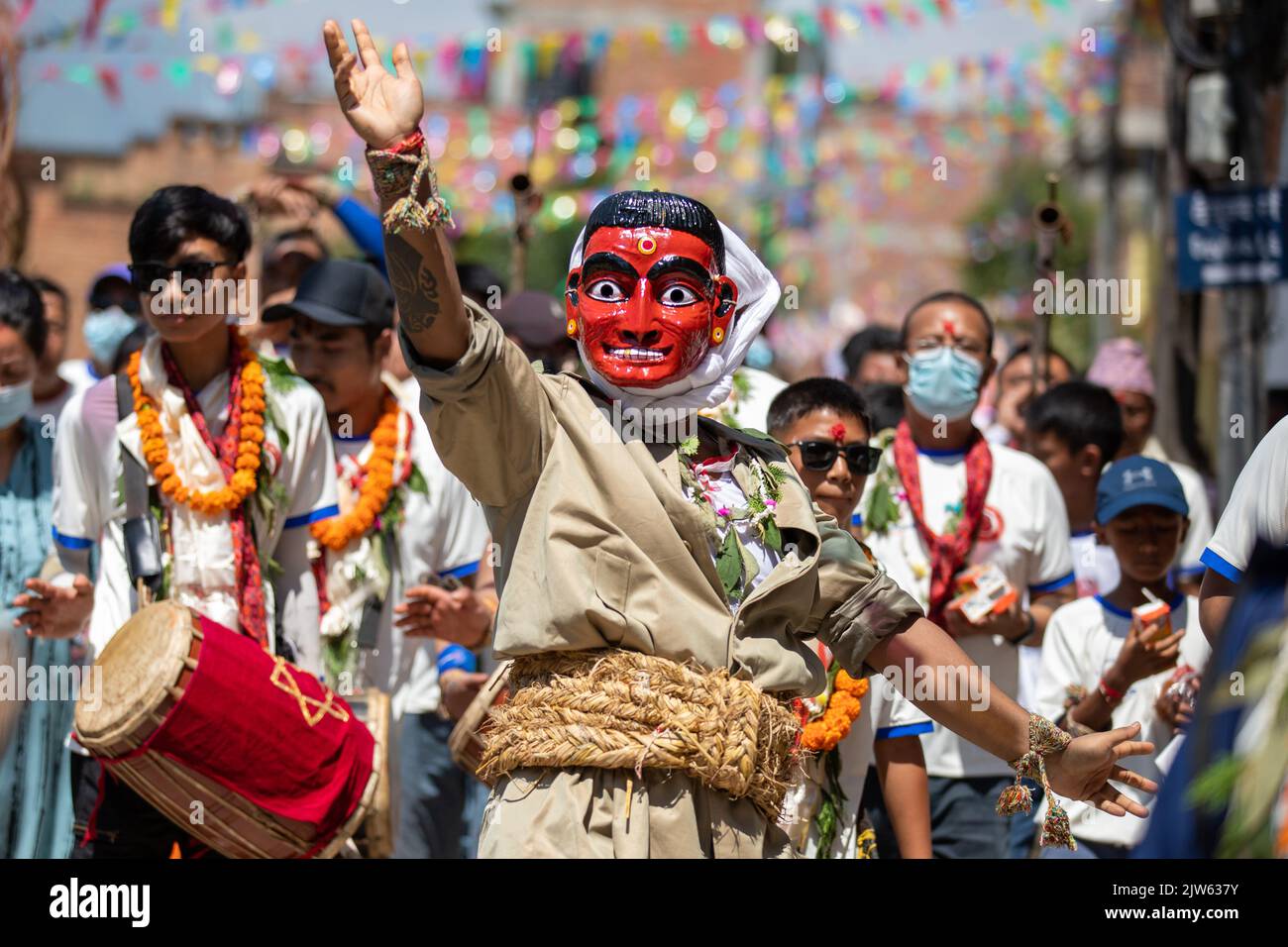 All Souls' Day. Also conscript SAPARU JATRA in Newari. Masks with head ...